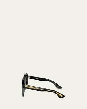 KHAITE X OLIVER PEOPLES Bold Acetate Oval Sunglasses - Black