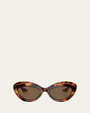 KHAITE X OLIVER PEOPLES KHAITE X Oliver Peoples Bold Acetate Oval Sunglasses Dark Brown