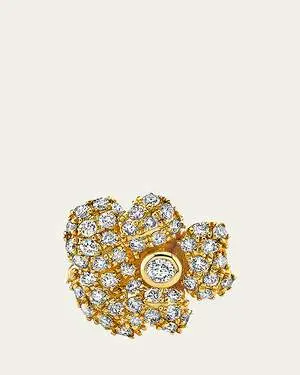 SYDNEY EVAN 14k Yellow Diamond Pansy Stud Earring