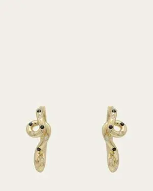 Bea Bongiasca 9k Diamond And Black Enamel Polka Dot Earrings