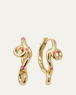 Bea Bongiasca Margherita 9k Yellow Gold & Enamel Earrings