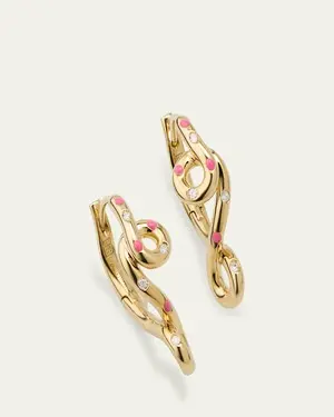 Bea Bongiasca Margherita 9k Yellow Gold & Enamel Earrings