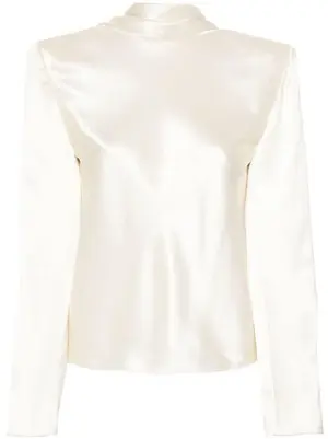 Saint Laurent Cowl-back Silk Blouse - White