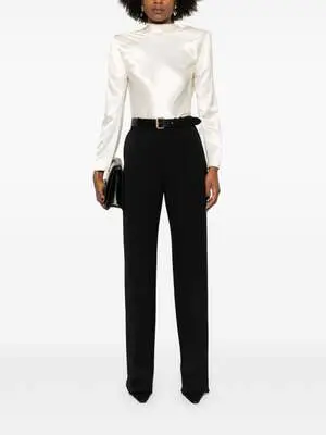 Saint Laurent Cowl-back Silk Blouse - White