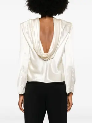 Saint Laurent Cowl-back Silk Blouse - White