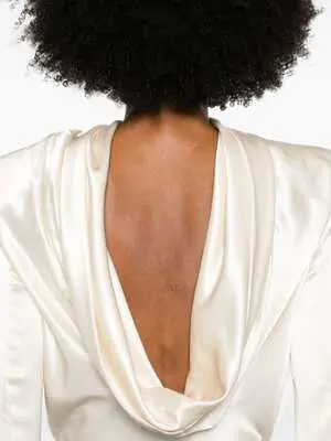 Saint Laurent Cowl-back Silk Blouse - White