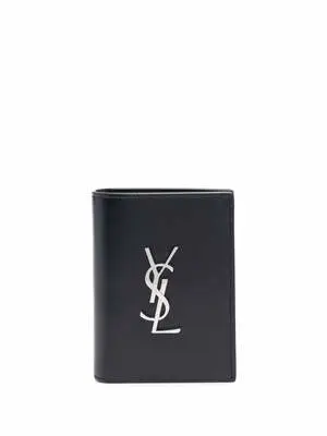 Saint Laurent Logo-lettering Leather Wallet - Black