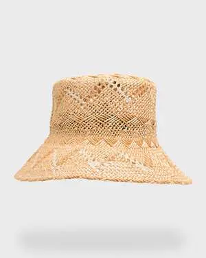 BARBISIO Becky Woven Straw Bucket Hat - Natural