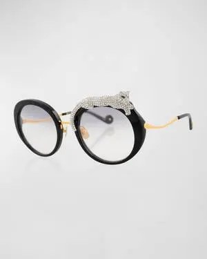 Anna-Karin Karlsson Anna-Karin Karlsson Rose Et La Roue Crystal-Embellished Sunglasses Black/ice