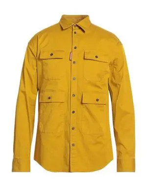 Dsquared2 Man Shirt Sand Size 36 Cotton, Elastane Yellow