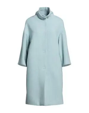 BOTTEGA MARTINESE Woman Coat Apricot Size 8 Wool, Polyamide, Polyester Blue