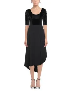 High Crepe & Velvet Midi Dress