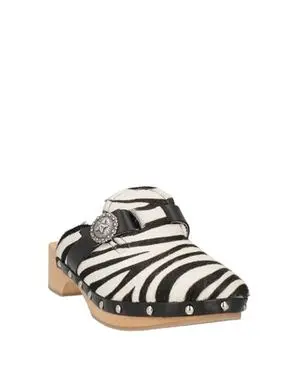 KATE CATE® Leather Zebra-print Clogs With Shearling Lining