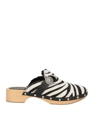 KATE CATE® Leather Zebra-print Clogs With Shearling Lining