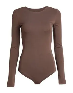 MAISON MARGIELA MAISON MARGIELA Viscose Bodysuit With Long Sleeves Brown