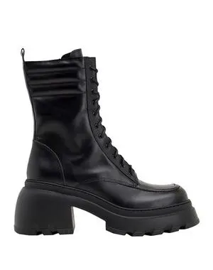 8 BY YOOX Leather Chunky Combat Ankle Boots - Black