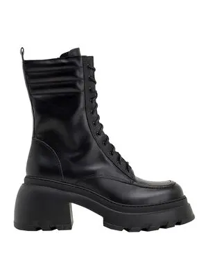 8 BY YOOX Leather Chunky Combat Ankle Boots - Black