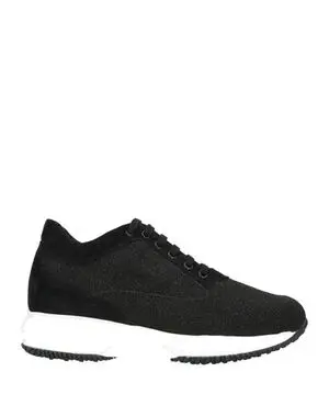 Hogan Soft Leather Glitter Sneakers - Black