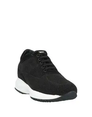 Hogan Soft Leather Glitter Sneakers - Black