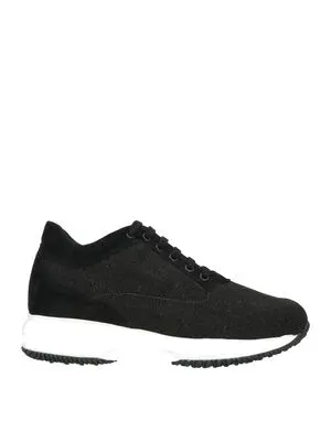 Hogan Soft Leather Glitter Sneakers - Black