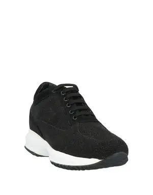 Hogan Soft Leather Glitter Sneakers - Black