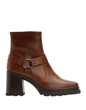 8 BY YOOX Leather Buckle Detail Ankle Boots - Brown