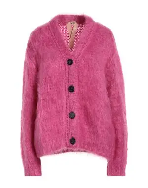 N°21 Cardigan In Mohair Wool And Polyamide - Magenta