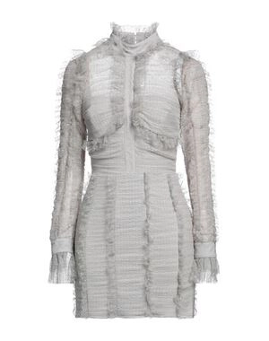 Elisabetta Franchi Mini Dress With Ruffles And Mock Neck - Grey