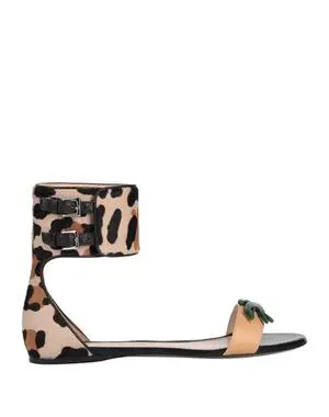 Longchamp Sandals In Leather With Leopard Print