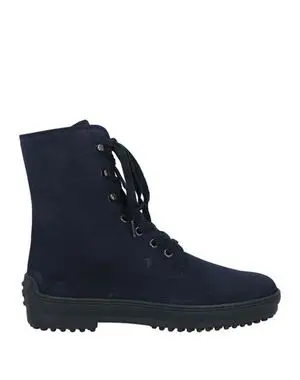 TOD'S Leather Lace-up Ankle Boots - Blue