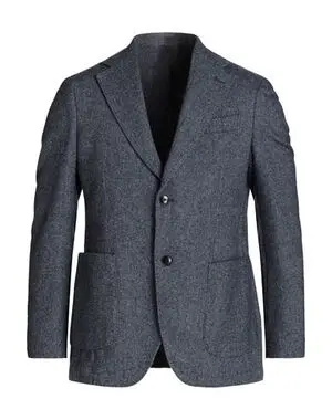 MP MASSIMO PIOMBO MASSIMO PIOMBO Single-Breasted Herringbone Blazer Blue