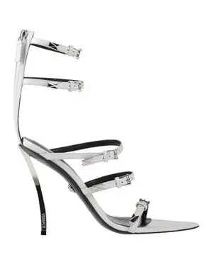 Versace Leather Sandals With Geometric Heel - White