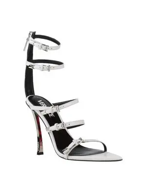 Versace Leather Sandals With Geometric Heel - White