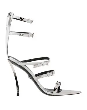 Versace Leather Sandals With Geometric Heel - White