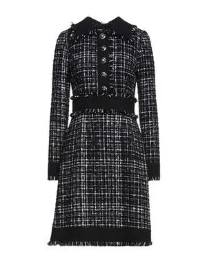 Dolce & Gabbana Flared Tweed Mini Dress With Long Sleeves - Black