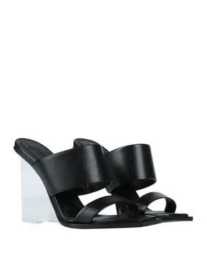 Alexander McQueen Leather Sandals With Plexiglas Wedge Heel - Black