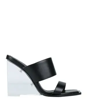 Alexander McQueen Leather Sandals With Plexiglas Wedge Heel - Black