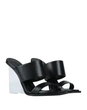 Alexander McQueen Leather Sandals With Plexiglas Wedge Heel - Black