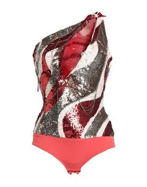 Elisabetta Franchi Bright Bodysuit In Polyamide Blend Red
