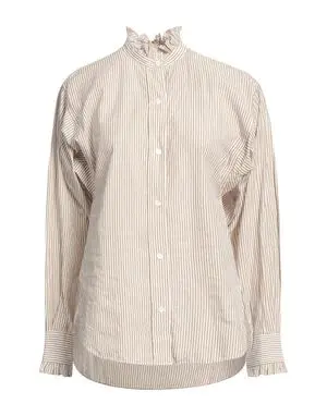 MARANT ETOILE Striped Cotton Shirt With Mandarin Collar And Ruffles