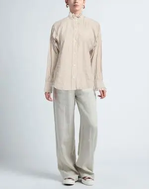 MARANT ETOILE Striped Cotton Shirt With Mandarin Collar And Ruffles