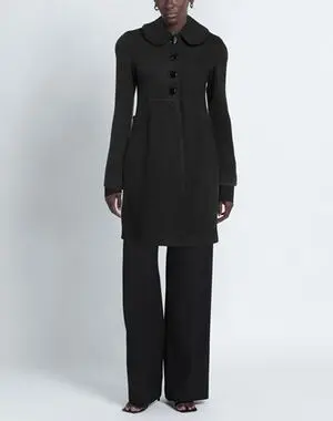 EMMA & GAIA Single-breasted Wool Blend Coat - Black