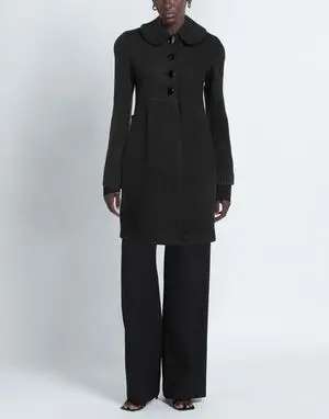 EMMA & GAIA Single-breasted Wool Blend Coat - Black