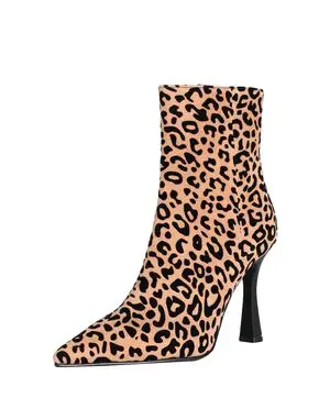 OVYE Leather Ankle Boots With Leopard Print