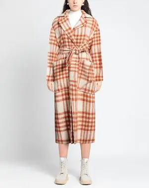 Erika Cavallini Belted Tartan Coat - Red
