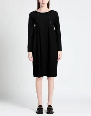 High Flared Midi Dress - Black