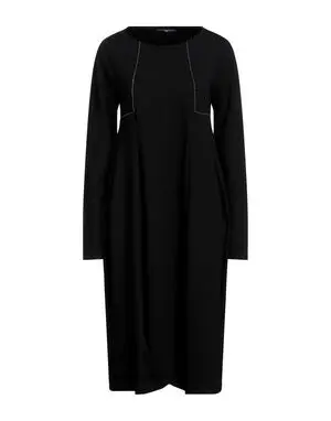 High Flared Midi Dress - Black