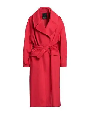 YES LONDON Woven Double-breasted Coat - Red