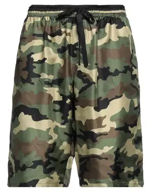 Dolce & Gabbana Camouflage Print Silk Twill Bermuda Shorts