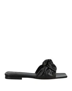 By Far Leather Slide Sandals - Black